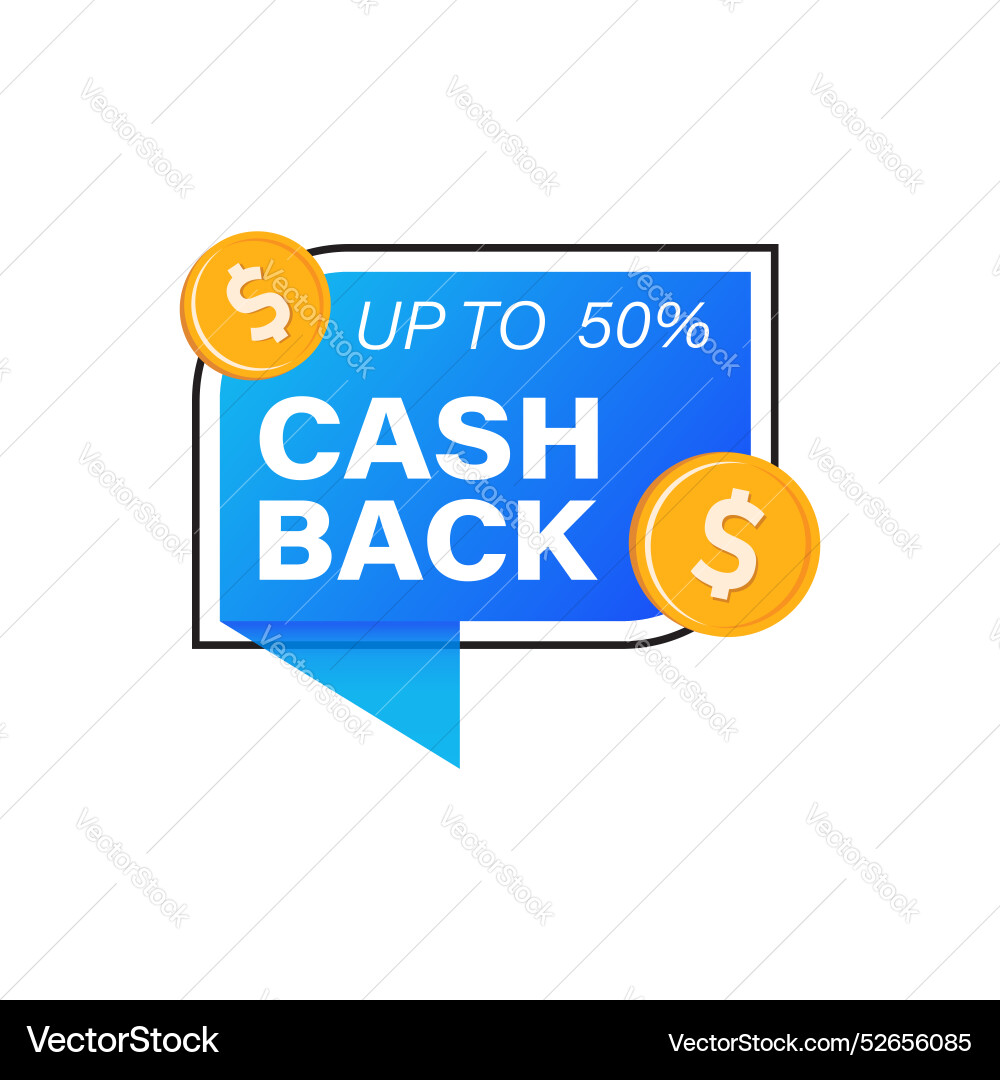 Cashback icon in flat style money back label Vector Image