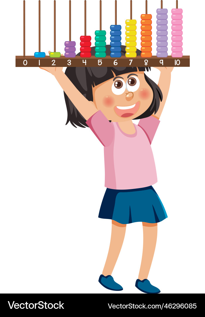 Girl holding math abacus cartoon Royalty Free Vector Image