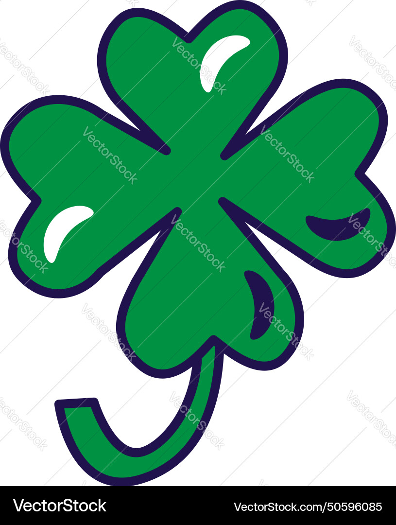 Green four leaf clover good luck symbol Royalty Free Vector
