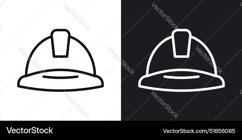 Hard hat icon set in black and white outlines Vector Image