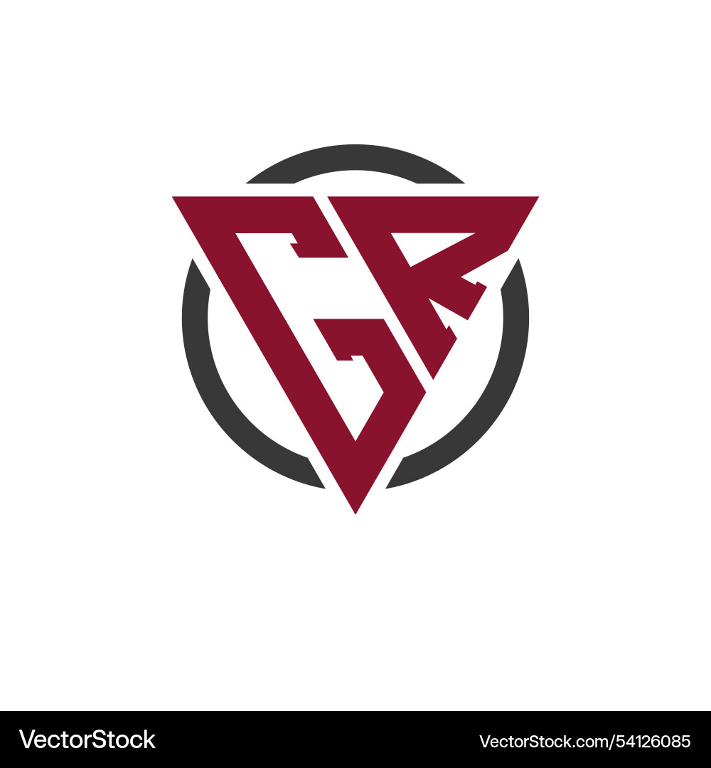 Letter gr monogram logo in bold triangle design Vector Image