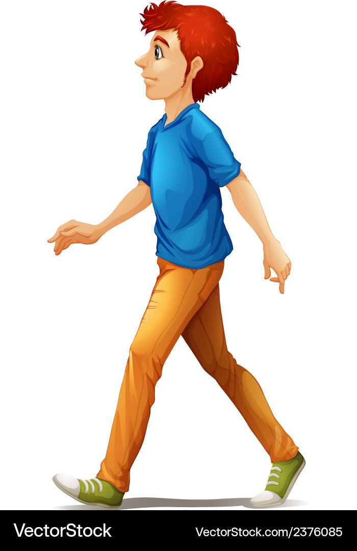 Man Walking on White Background Royalty Free Vector Image