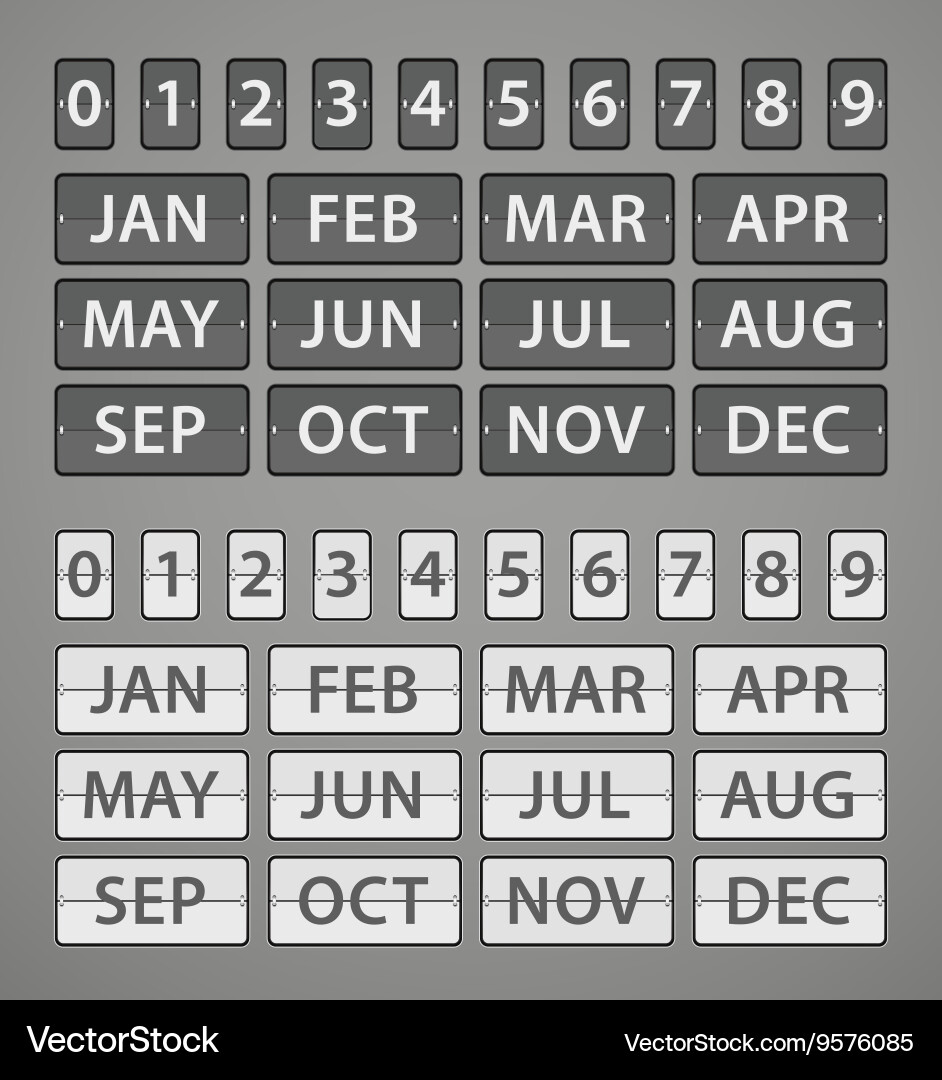 Plastic diary with digits set elements collection Vector Image