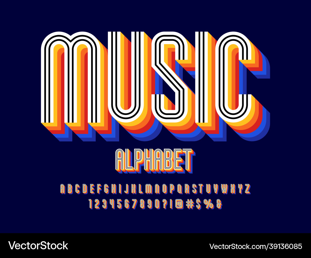 Retro font Royalty Free Vector Image - VectorStock