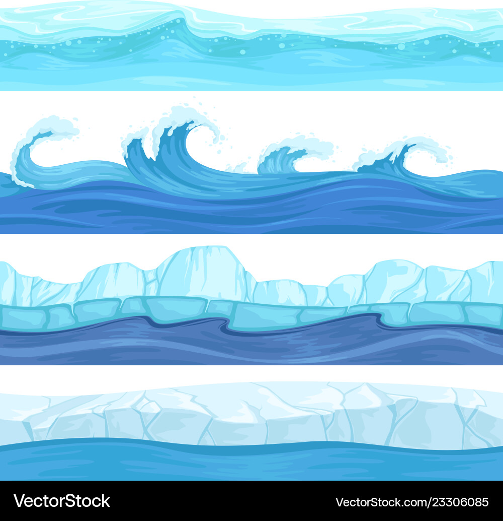 Seamless water waves liquid and ice surface ocean Vector Image