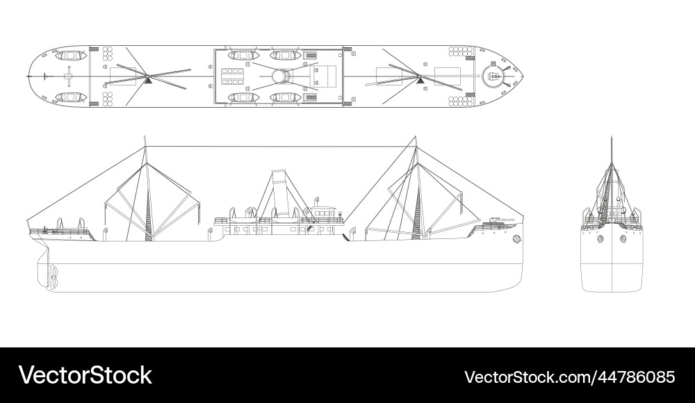 Steamer outline drawing steamship blueprint Vector Image