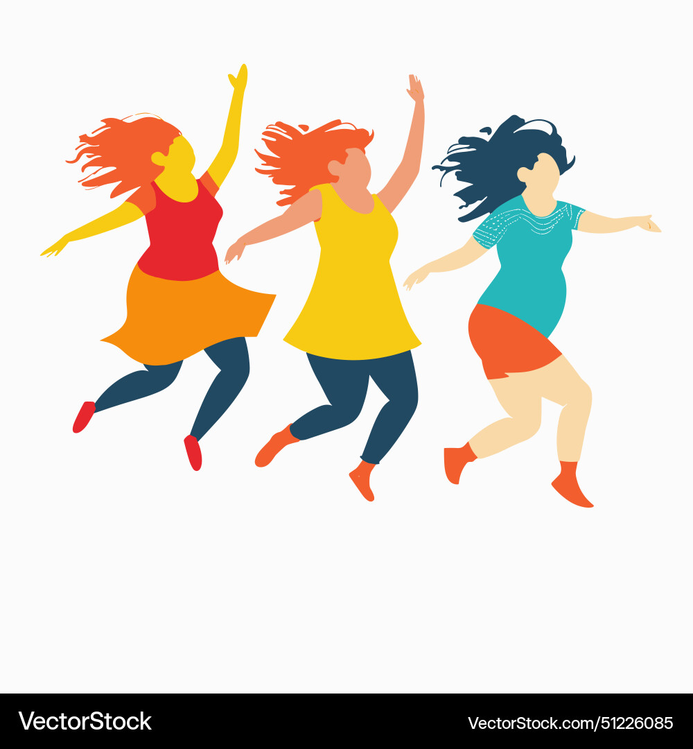 Three women jumping joyfully expressing happiness Vector Image