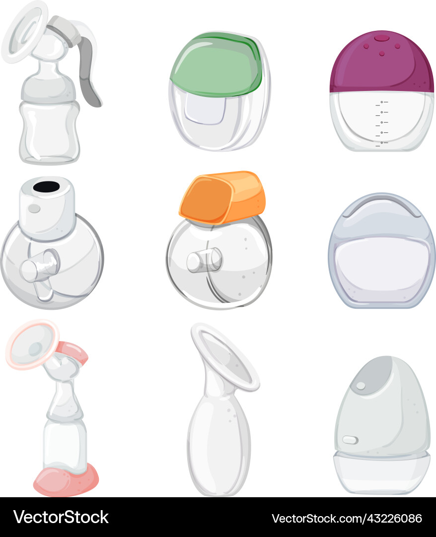 Breast pump set cartoon Royalty Free Vector Image