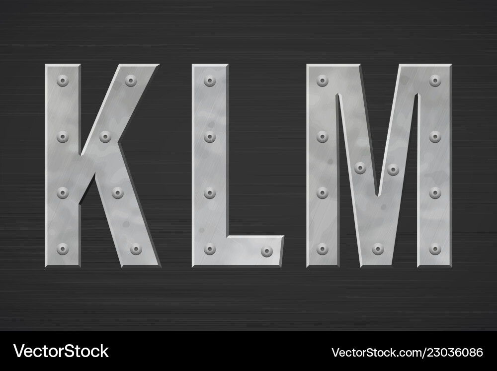 Metallic Letter Set with Rivets Royalty Free Vector Image