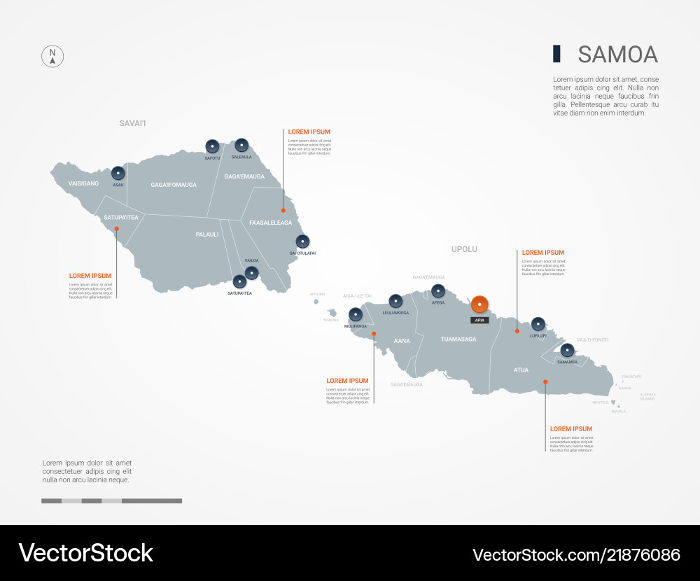 Samoa auf der Karte Lizenzfreies Vektorbild - VectorStock