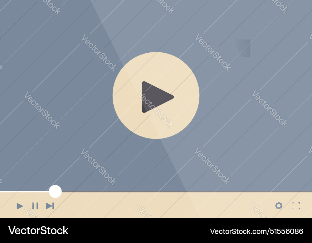 Video player showing a play button on blue Vector Image