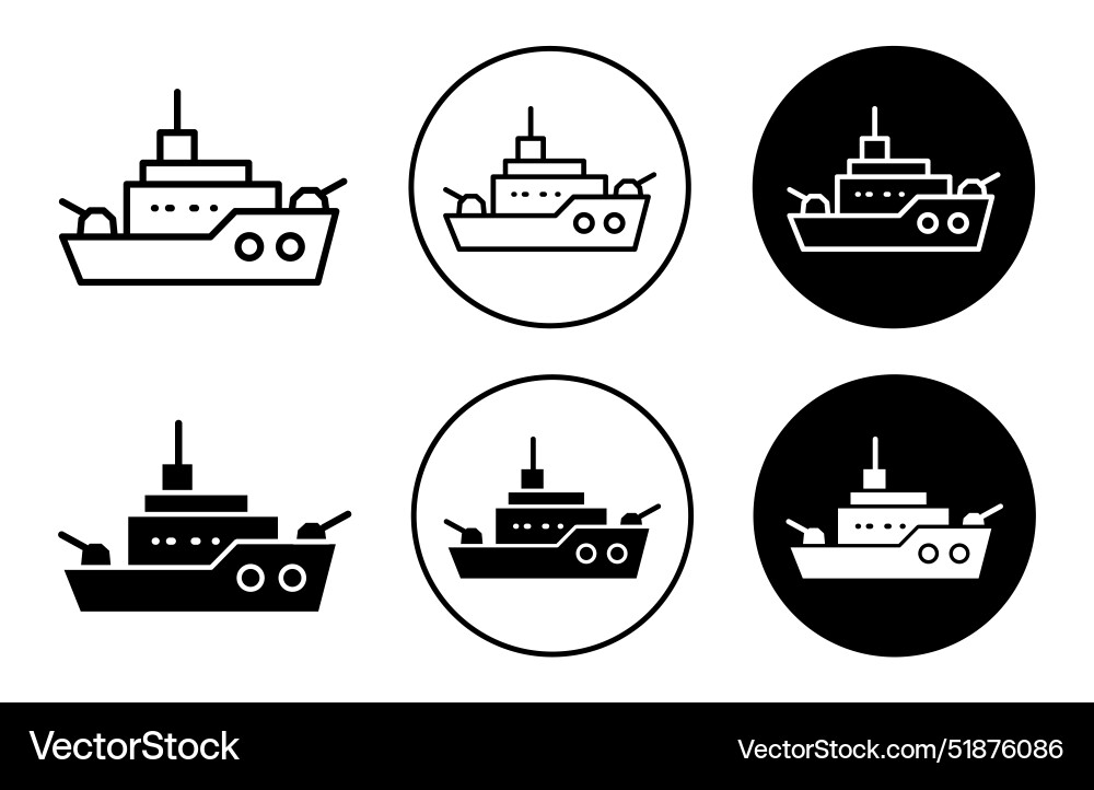 Warship icon outline flat Royalty Free Vector Image