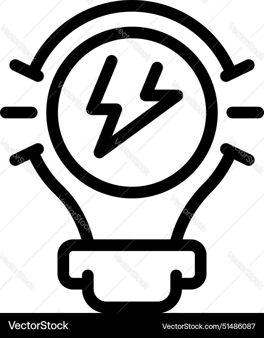 Black and white light bulb icon with lightning Vector Image