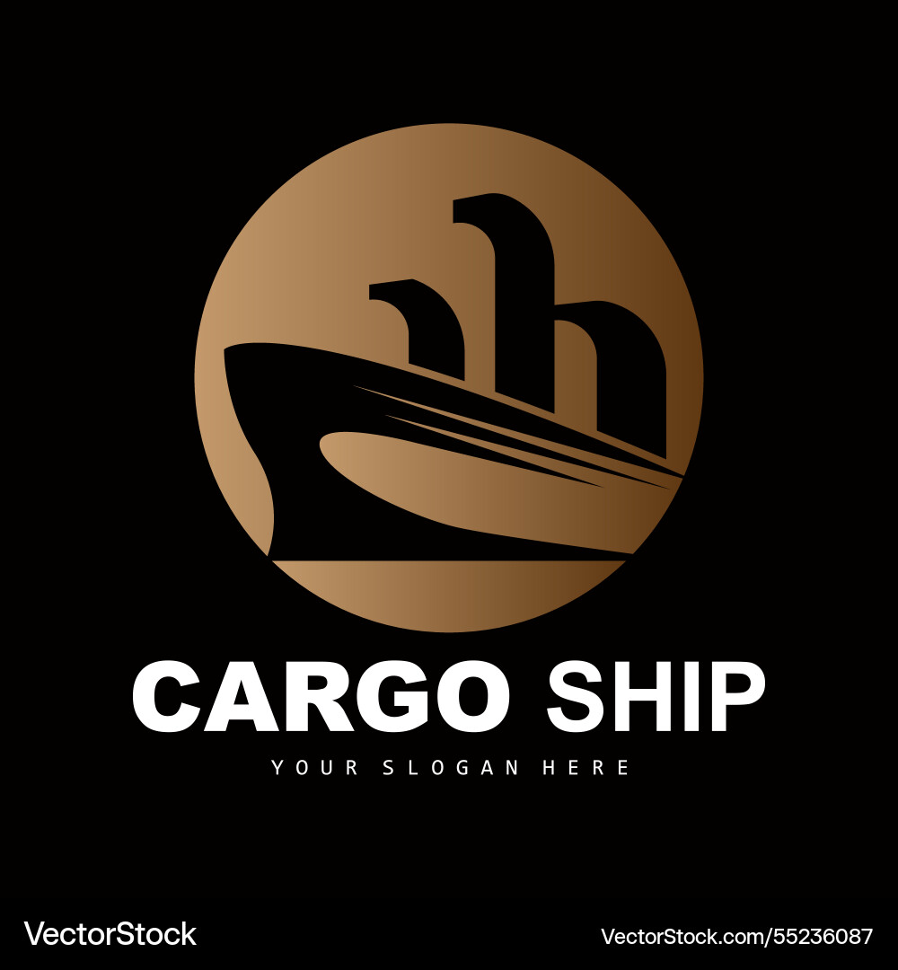 Cargo ship logo fast sailboat design Royalty Free Vector