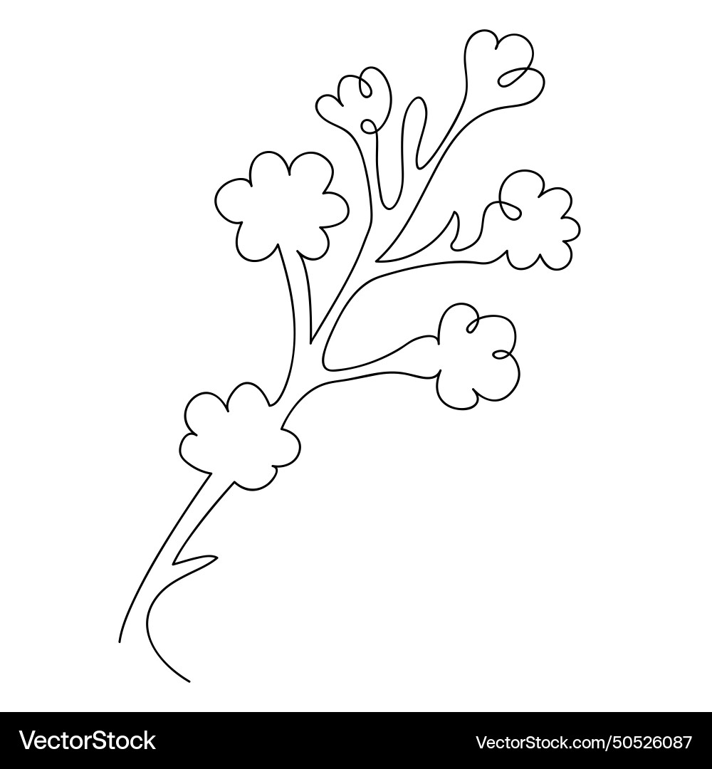 Cherry flower continuous one line drawing Vector Image