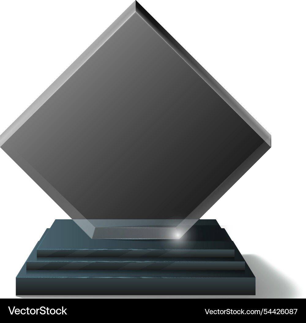Crystal trophy mockup blank glossy winner display Vector Image