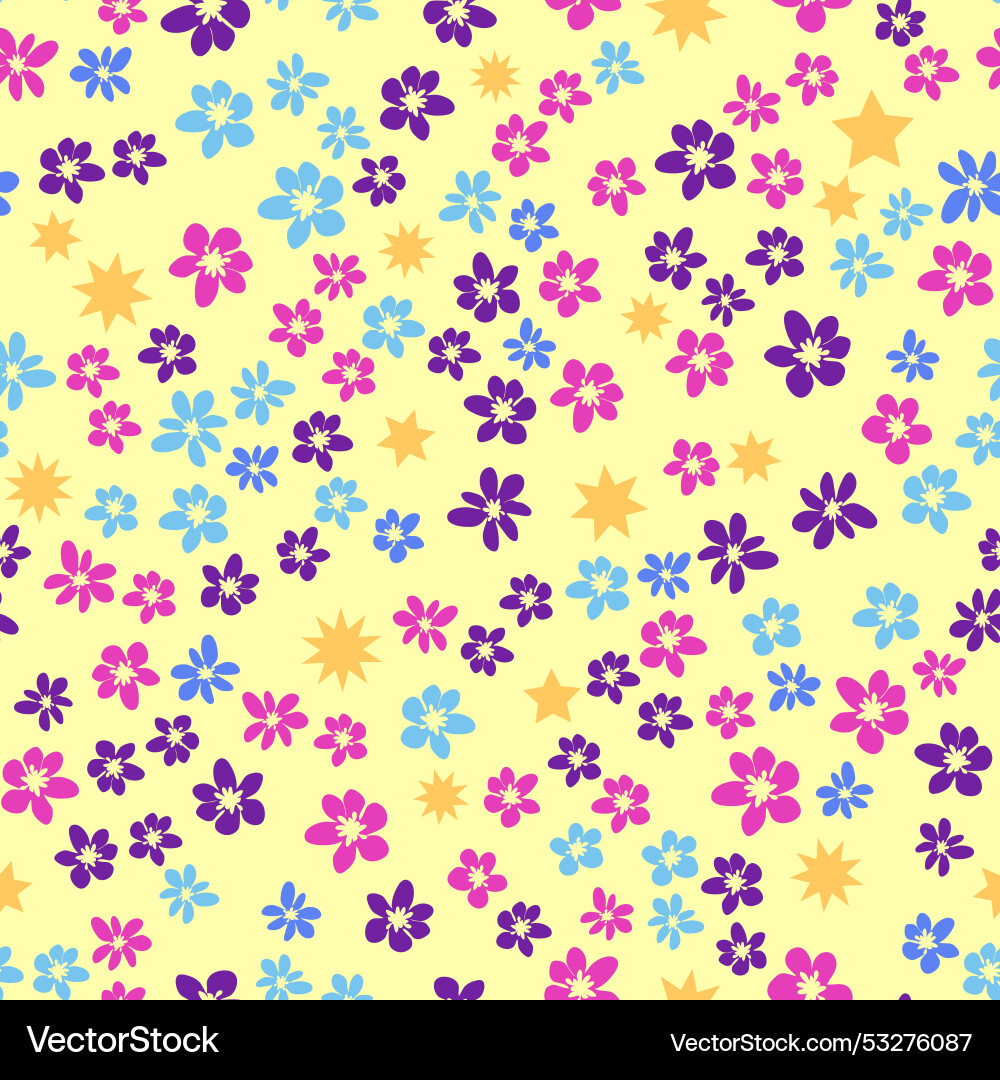 Ditsy floral seamless pattern flowers and stars Vector Image