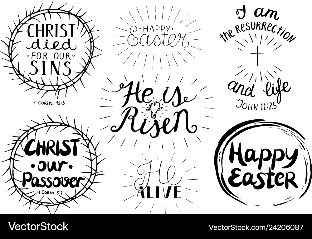 Easter Hand Lettering Quotes - He Is Risen Vector Image