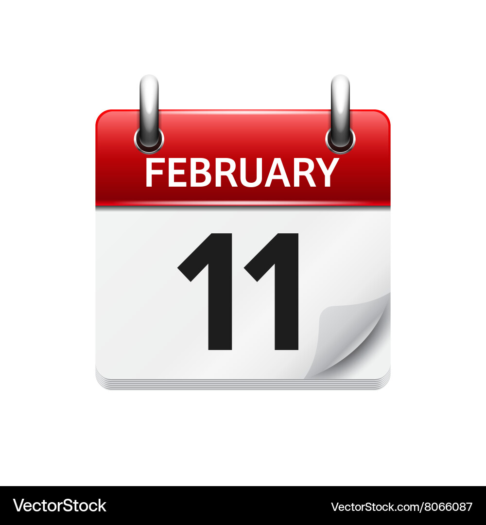 February 11 flat daily calendar icon date Vector Image