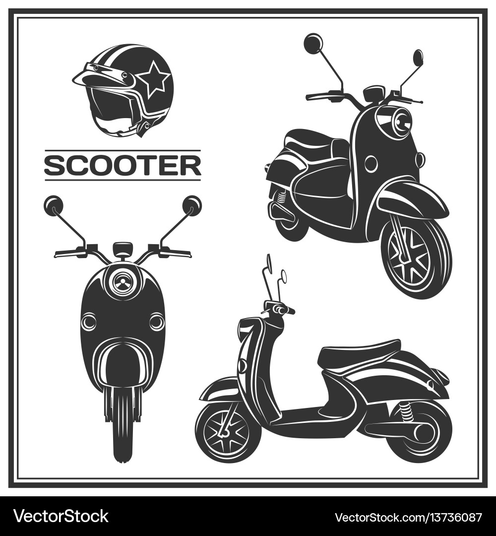 Scooter silhouette set Royalty Free Vector Image