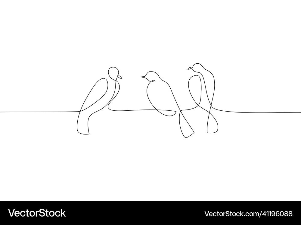 Abstract birds on branches continuous one line Vector Image