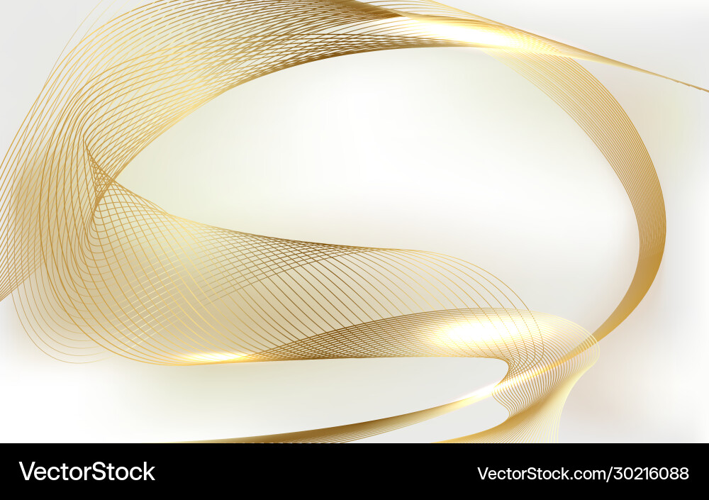 Abstract wave lines gold color isolated on white Vector Image