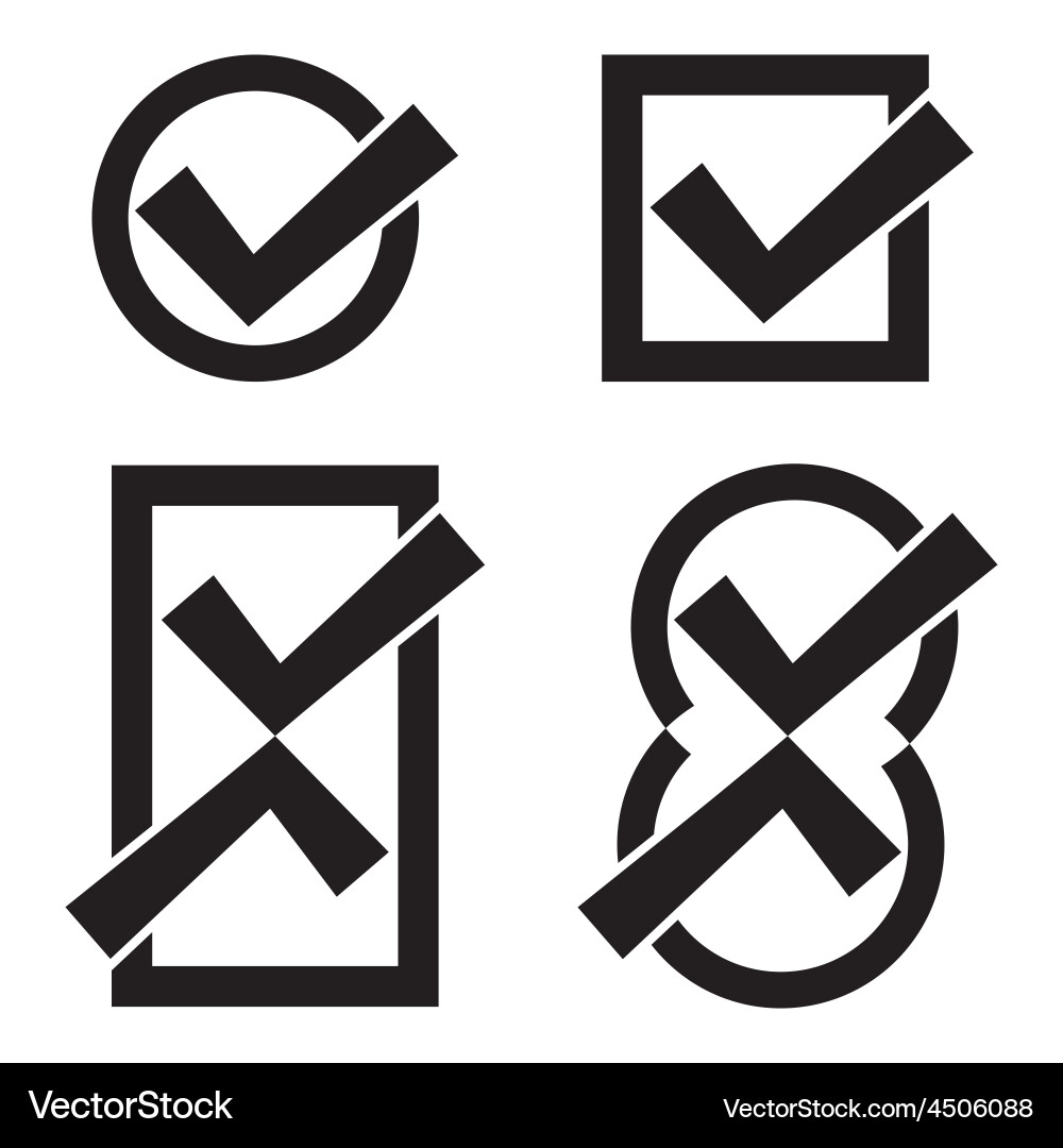 Black tick icons Royalty Free Vector Image - VectorStock