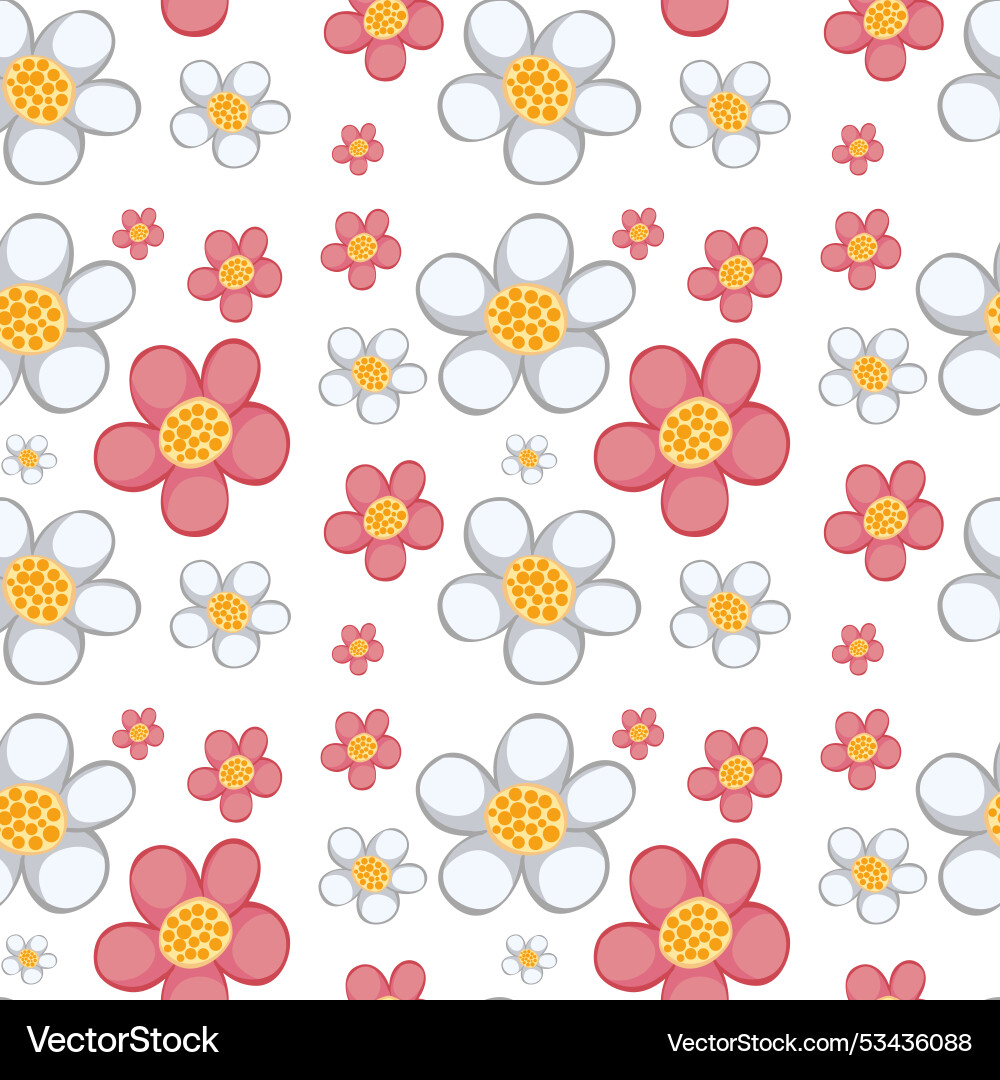 Bright flowers in a repeating design Royalty Free Vector