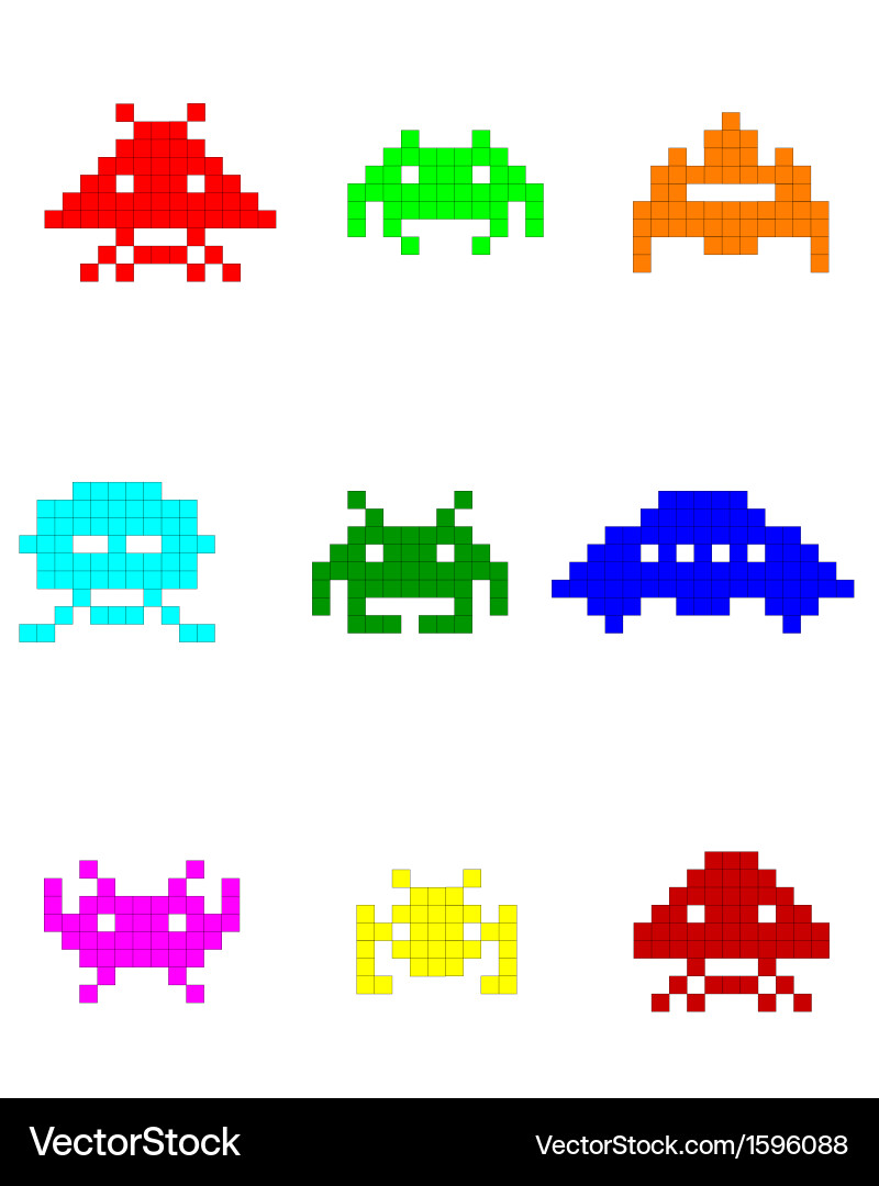 Coloured space invaders Royalty Free Vector Image