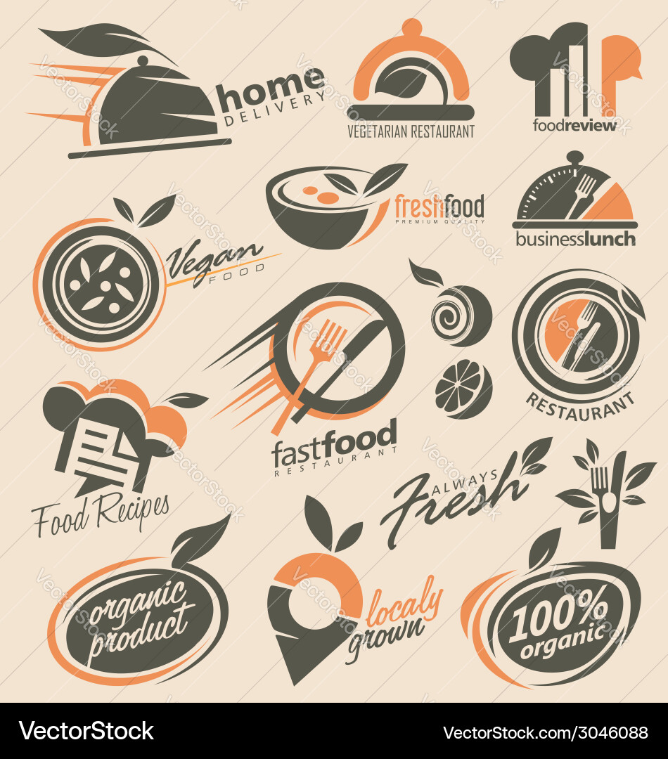 Food & Restaurant Icon Set Royalty Free Vector Image