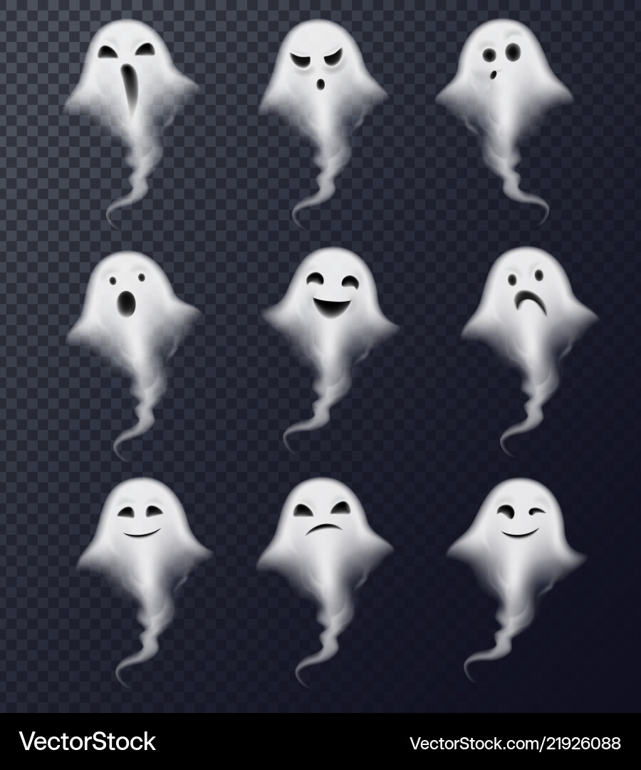 Ghost realistic set transparent Royalty Free Vector Image