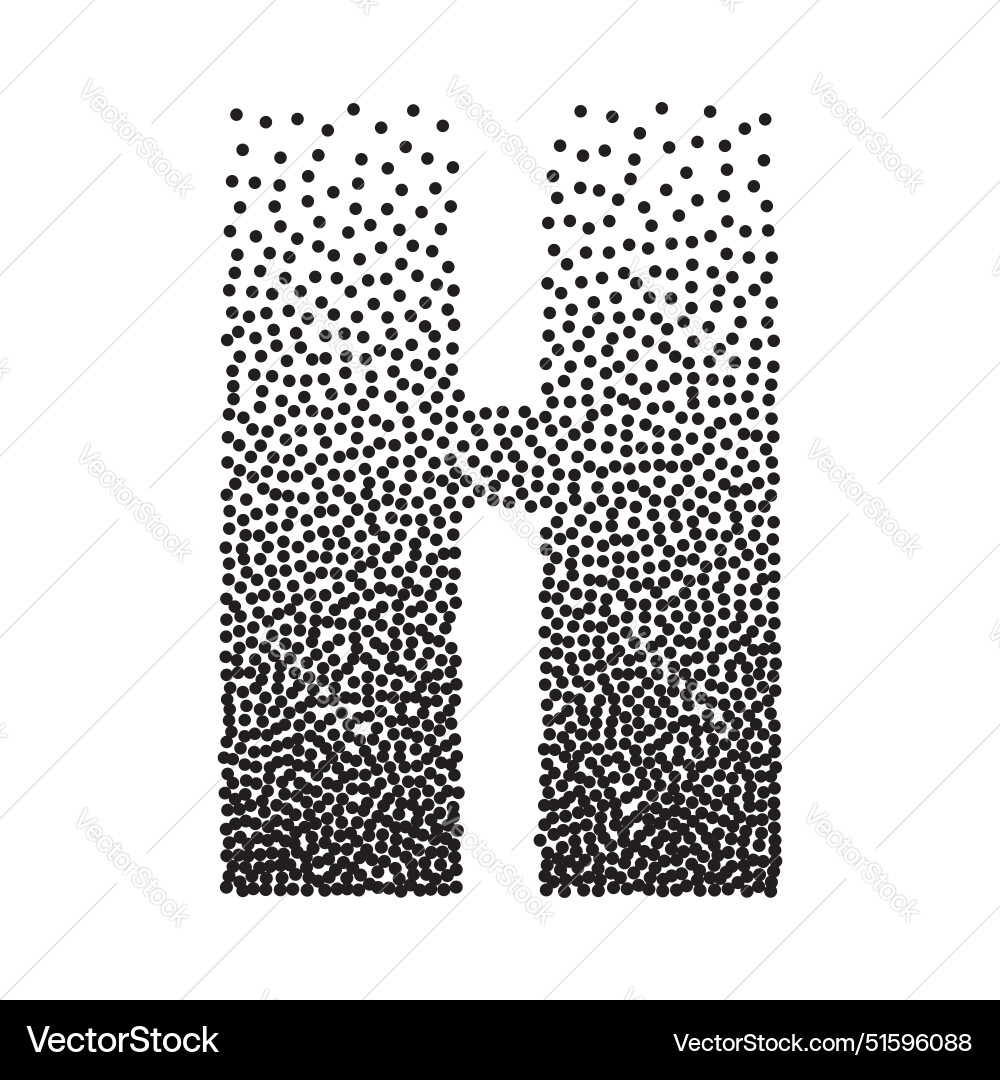 Halftone gradient grain letter h stipple Vector Image