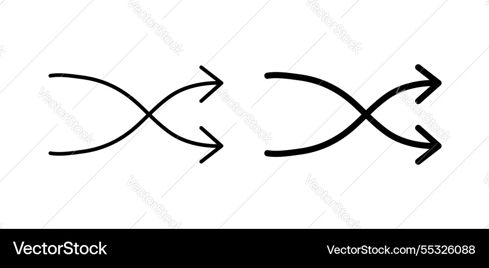 Shuffle icons pack in black flat and strokes Vector Image