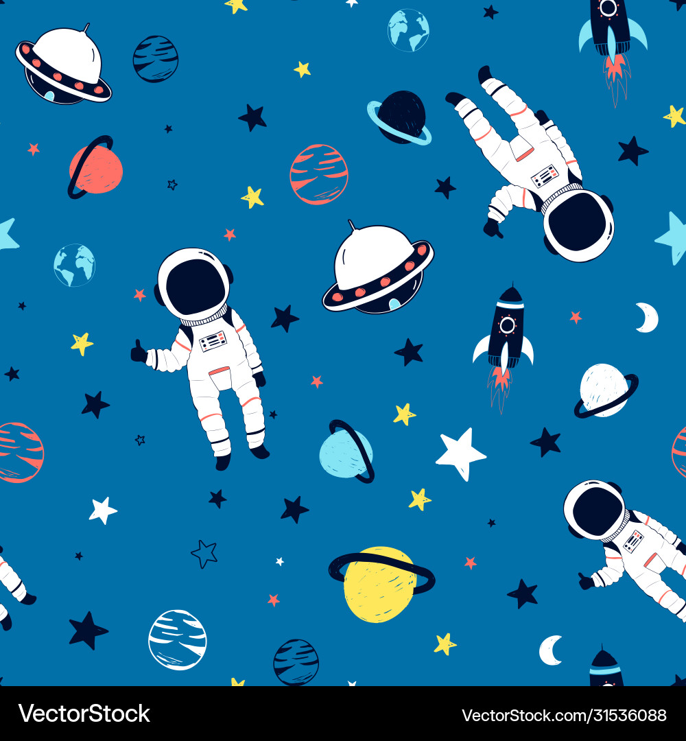 Space seamless pattern print design Royalty Free Vector