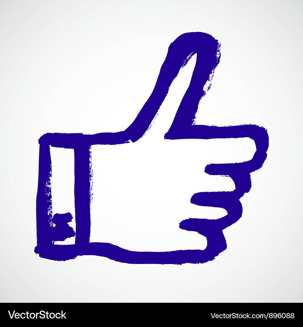 Thumb up blue hand symbol Royalty Free Vector Image