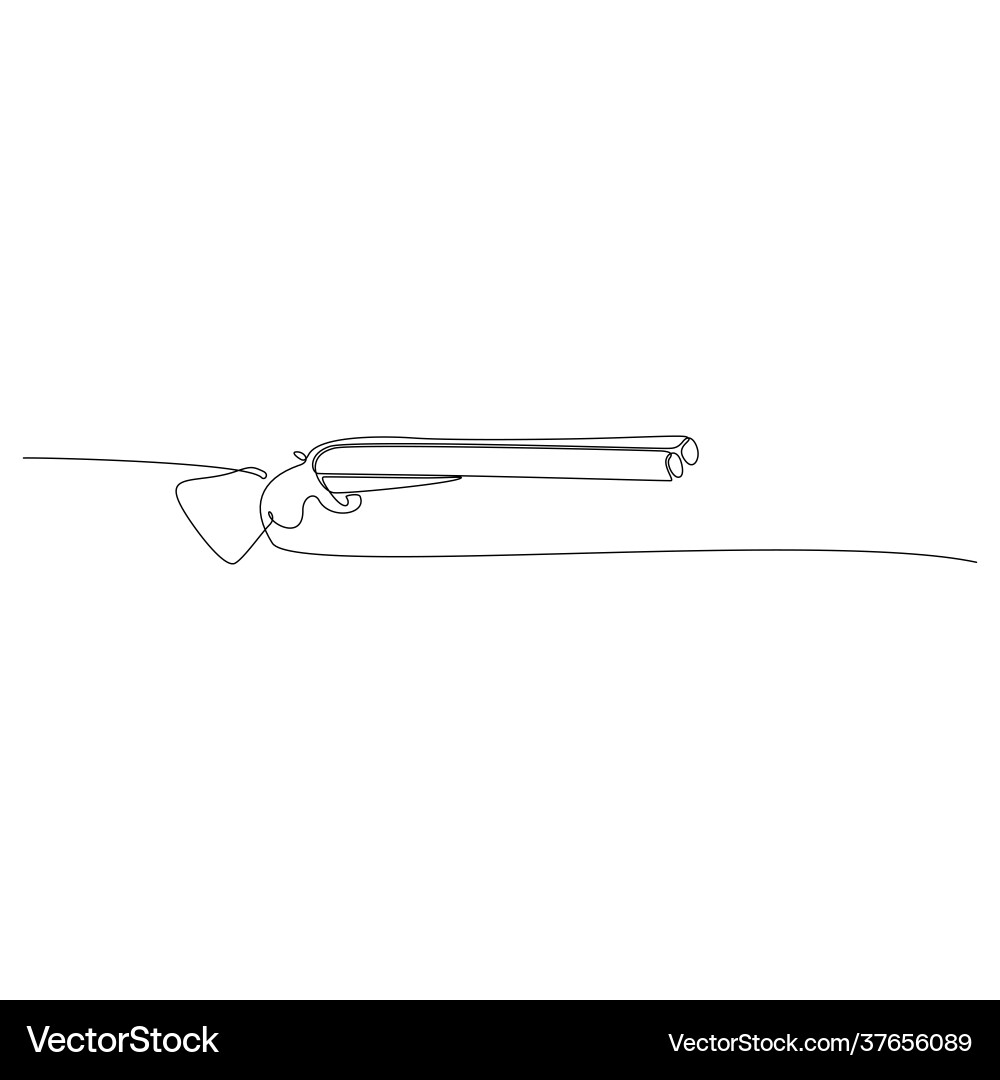 Continuous line drawing rifle Royalty Free Vector Image