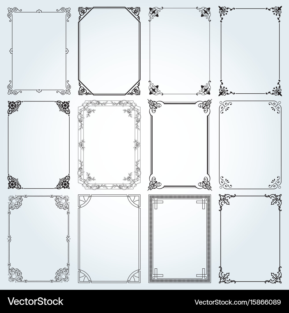 Decorative rectangle frames and borders set 2 Vector Image