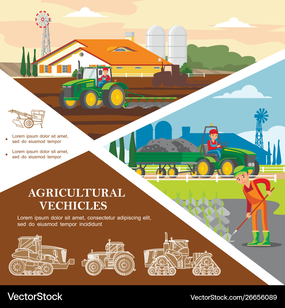 Flat farming colorful template Royalty Free Vector Image