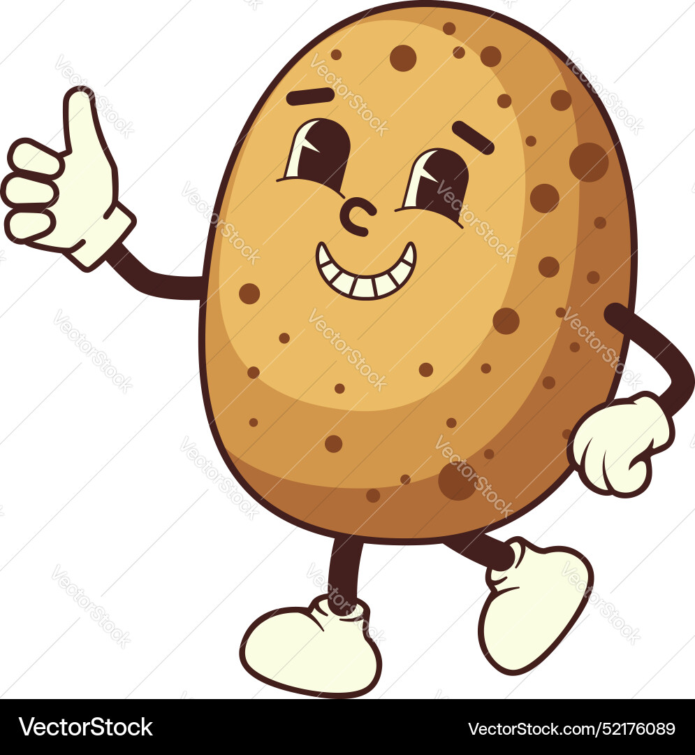 Funny cartoon walking potato Royalty Free Vector Image
