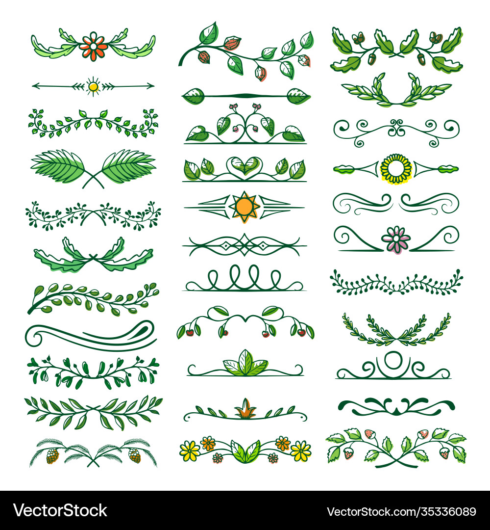 Green text dividers page separators design set Vector Image