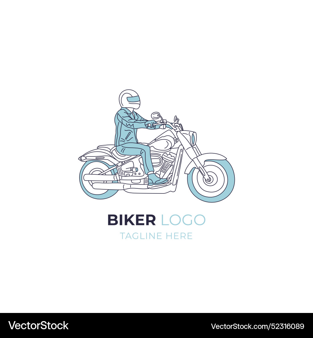 Hand drawn biker logo template Royalty Free Vector Image