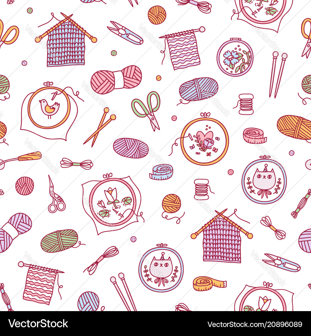 Knitting and stitching pattern Royalty Free Vector Image