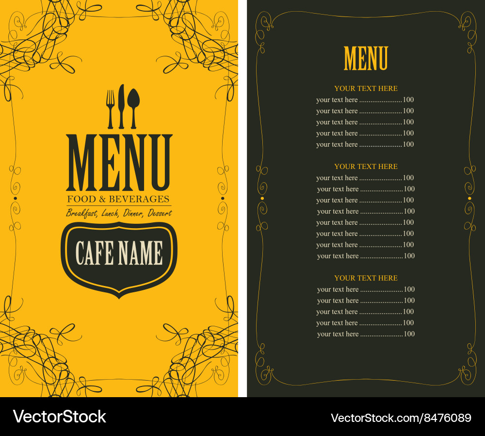 Menu for the restaurant Royalty Free Vector Image