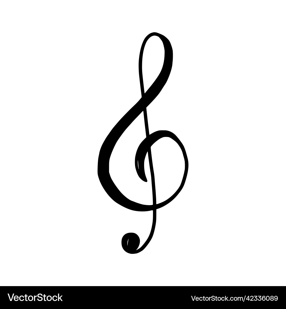 Music note key doodle drawn style Royalty Free Vector Image