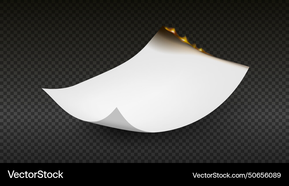 White a4 paper sheet burning with fire Royalty Free Vector