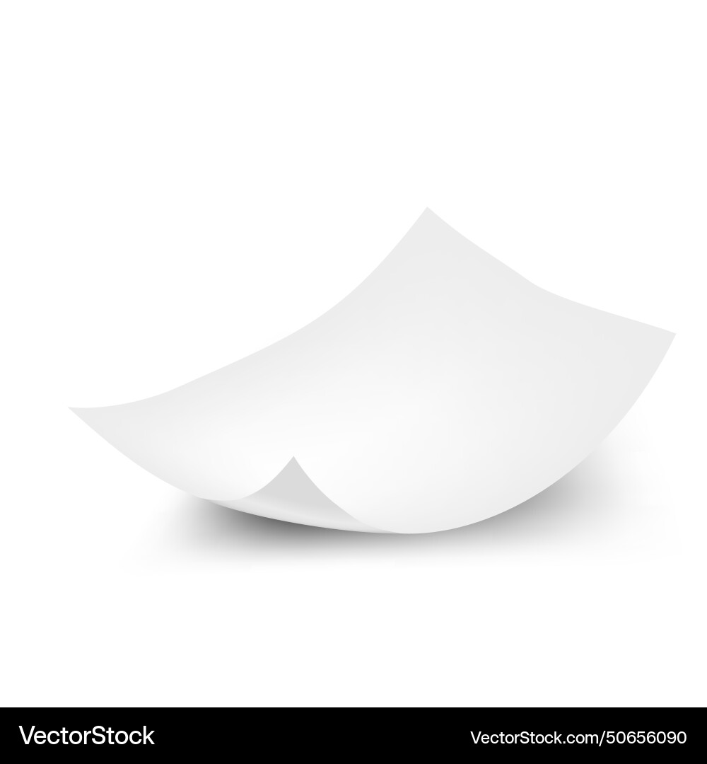 3d blank paper sheet falling down on the floor Vector Image