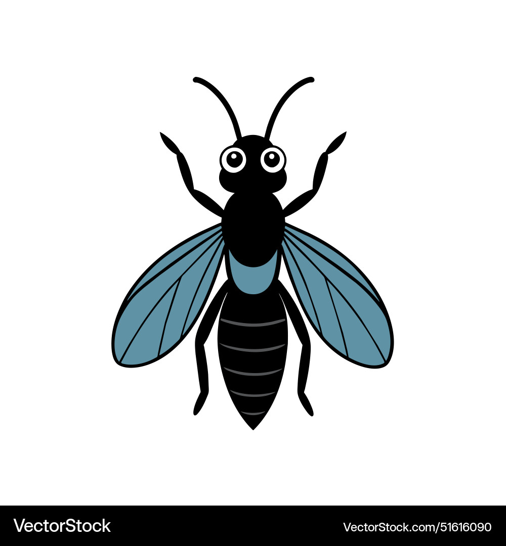 Black wasp bug sits icon Royalty Free Vector Image
