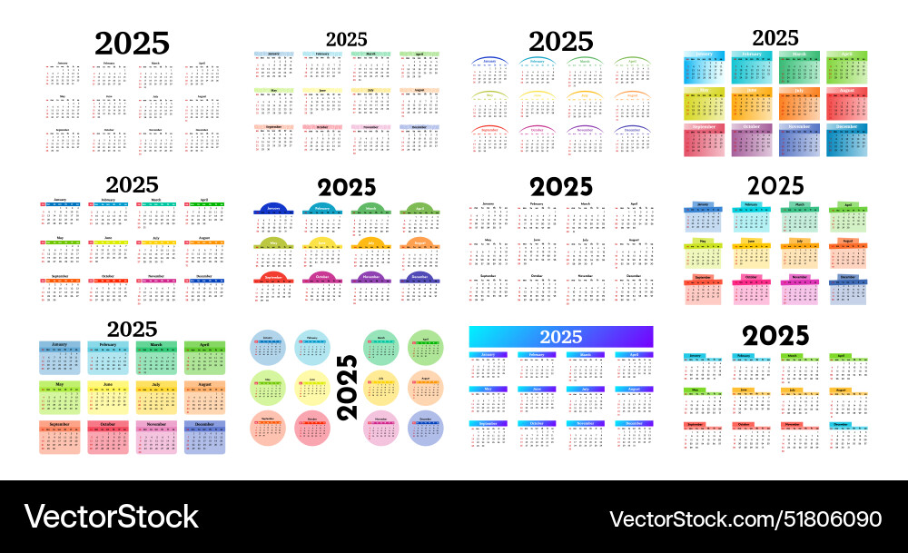 Calendar for 2025 isolated on a white background Vector Image