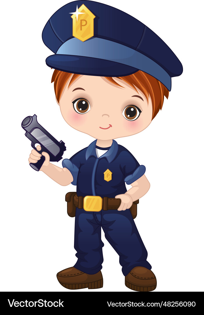 Cartoon little policeman officer Royalty Free Vector Image