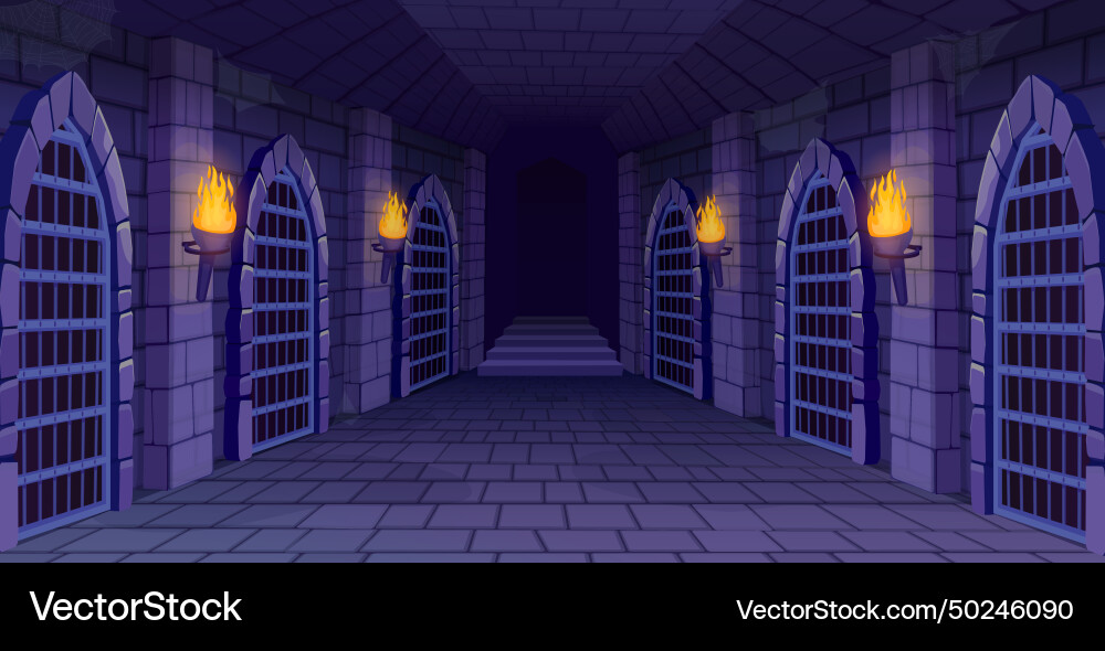 Dungeon interior masonry space medieval castle Vector Image